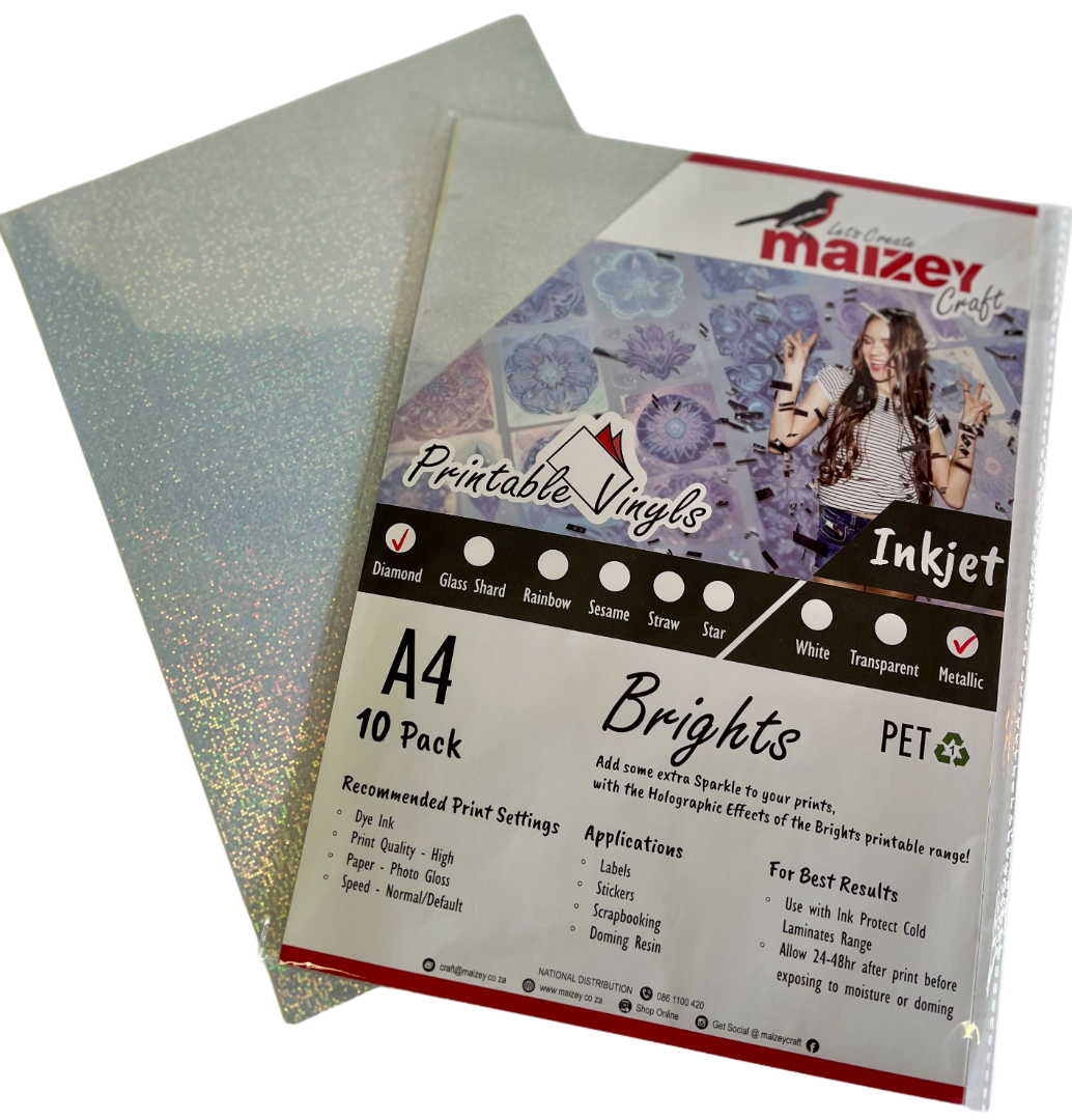INKJET PET BRIGHT METALLIC DIAMOND A4 (10/PACK) – Maizey Craft